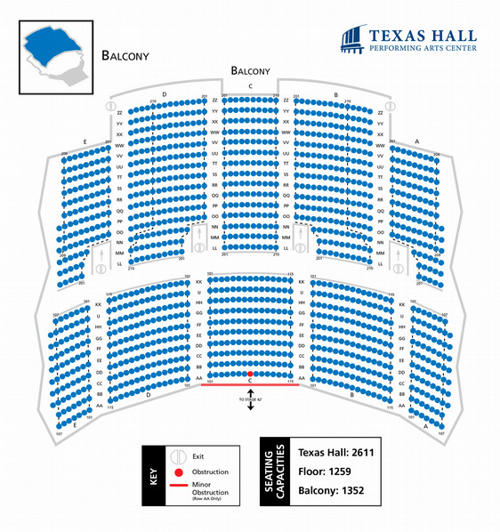 Click on image to get Seating Diagram pdf: UT Arlington Texas Hall